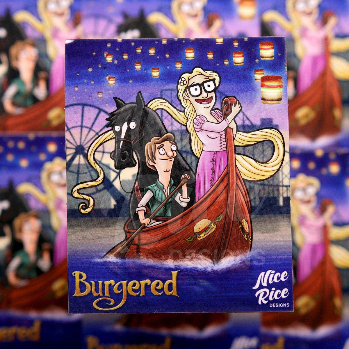 Pegatina hamburguesa exclusiva en Nice Rice Designs | Nice Rice Designs