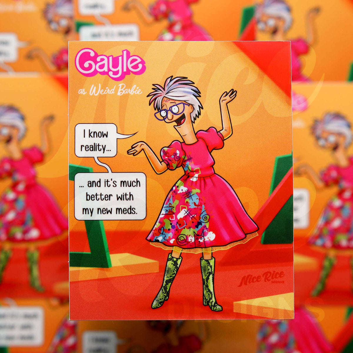 Weird Barbie Sticker exclusive at Nice Rice Designs